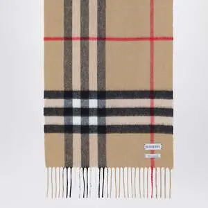 Burberry Cashmere Scarf With Check Motif - Beige