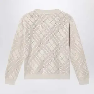 Burberry Openwork Cotton Cardigan In Light Beige