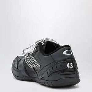 Balenciaga Calf Leather And Polyester Distressed Sneakers - Black