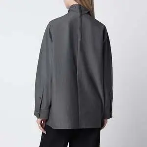 Bottega Veneta Mélange Lightweight Wool Canvas Blouse