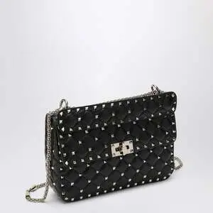 Valentino Garavani Medium Rockstud Spike Bag In Nappa Leather - Black