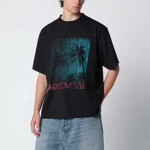 Balenciaga Holiday Graphic Print Cotton T-shirt - Black