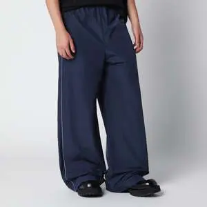 Balenciaga Bodies Track Pants In Dark Navy Poplin