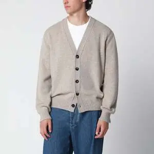 Bottega Veneta Greige Mélange Cashmere-blend Cardigan - Beige