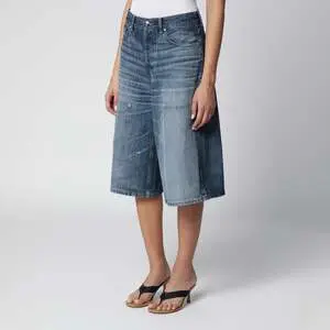 HAIKURE Wide Leg Denim Bermuda Shorts - Blue