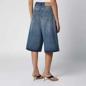 HAIKURE Wide Leg Denim Bermuda Shorts - Blue