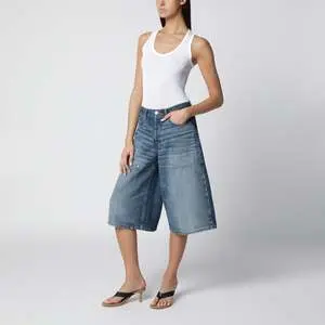 HAIKURE Wide Leg Denim Bermuda Shorts - Blue