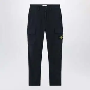 Stone Island Navy Trousers With Compass Logo - Blue