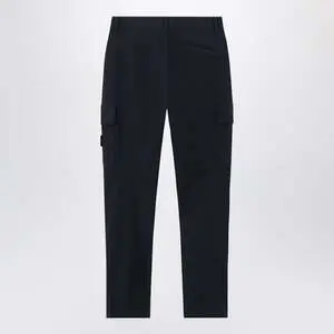 Stone Island Navy Cotton Trousers With Compass Logo