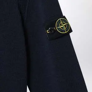 Stone Island Navy Ribbed Virgin Wool Sweater
