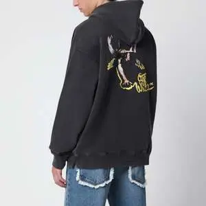 OFF-WHITE™ Washed Cotton Hoodie With Graphic Print