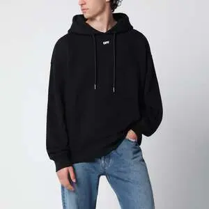 OFF-WHITE™ Cotton Hoodie With Arrow Graphic Print - Black
