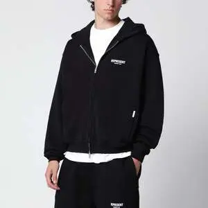 REPRESENT Cotton Zip-up Hoodie With Logo Detailing - Black