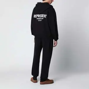 REPRESENT Cotton Zip-up Hoodie With Logo Detailing - Black