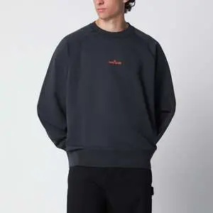 Stone Island Cotton Sweatshirt With Logo Prints - Blue