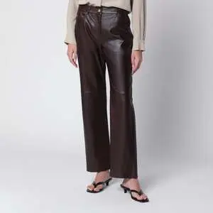 Max Mara Lamb Nappa Leather Trousers - Brown