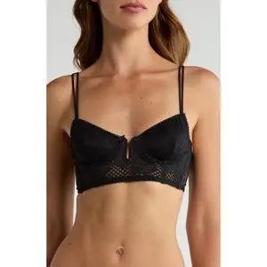 Free People Graphic Edge Demi Longline Bra - Black