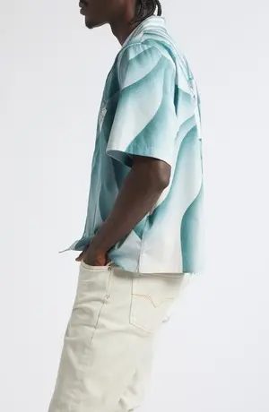Versace The Vortex Print Cotton Poplin Camp Shirt