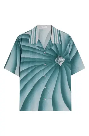 Versace The Vortex Print Cotton Poplin Camp Shirt