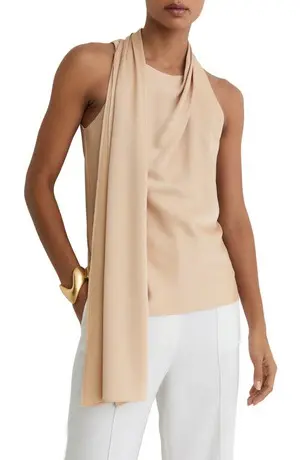 REISS Taylor Crepe Scarf Neck Top