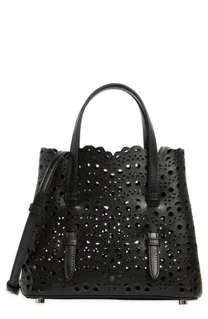 Alaïa Mina Laser-cut Calfskin Leather Tote - Noir