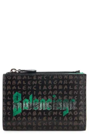 Balenciaga Snob Allover Logo Coated Canvas Bifold Wallet - Amaranth