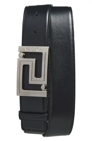 Versace Greca Leather Belt Black