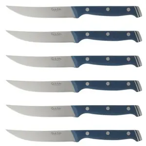 SUR LA TABLE KITCHEN ESSENTIALS 14-piece German Steel Forged Knife Block Set With Beechwood Block - Blue