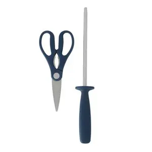 SUR LA TABLE KITCHEN ESSENTIALS 14-piece German Steel Forged Knife Block Set With Beechwood Block - Blue
