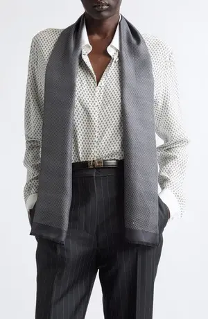 TOM FORD Polka Dot Silk Twill Fringe Scarf