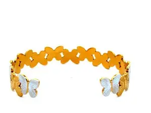GEMINI JEWELRY Two Tone Butterfly Motif Cuff Bracelet