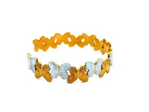 GEMINI JEWELRY Two Tone Butterfly Motif Cuff Bracelet