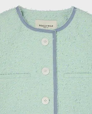 REALLY WILD CLOTHING Cotton Blend Braided Boucle Jacket - Mint