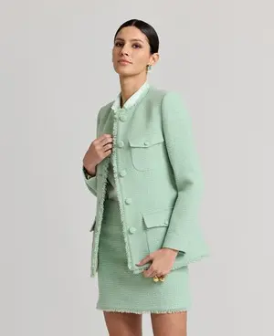 REALLY WILD CLOTHING Gabrielle Wool Boucle Longline Jacket