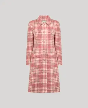 REALLY WILD CLOTHING The Lady Check Wool Coat - Pink/cream