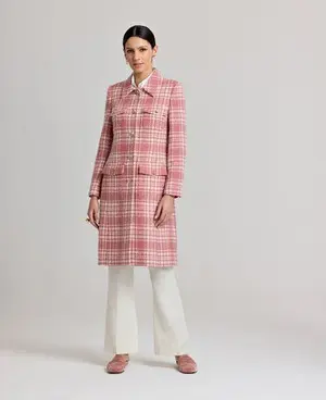 REALLY WILD CLOTHING The Lady Check Wool Coat - Pink/cream