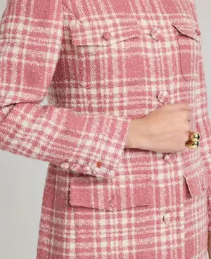 REALLY WILD CLOTHING The Lady Check Wool Coat - Pink/cream