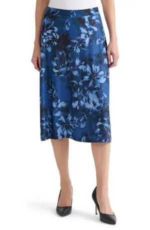 KASPER Floral Print Knit Skirt