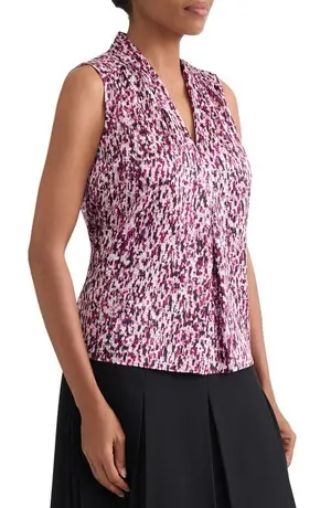 KASPER Sleeveless Printed V-neck Top