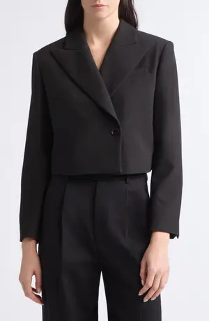 Emporio Armani Cropped Blazer - Solid Black