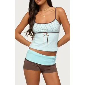 EDIKTED Rhoda Contrast Polka Dot Stretch Cotton Camisole
