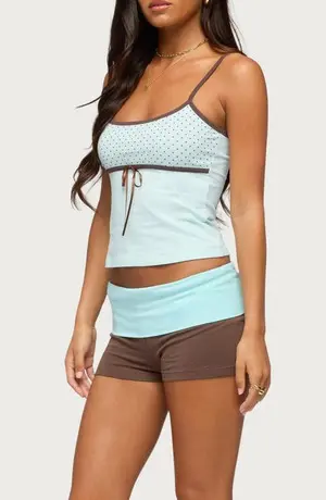 EDIKTED Rhoda Contrast Polka Dot Stretch Cotton Camisole
