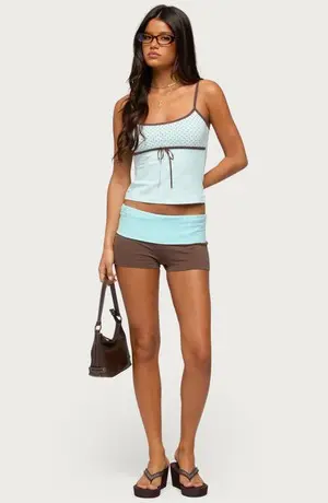 EDIKTED Rhoda Contrast Polka Dot Stretch Cotton Camisole