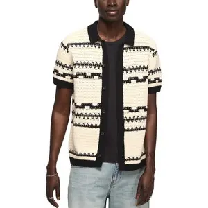 Lucky Brand Crochet Knit Button-down Sweater - Dark Black