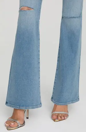 Good American Good Flare Ripped High Waist Deep-v Jeans