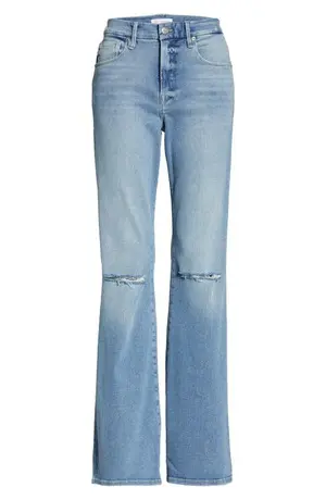 Good American Good Flare Ripped High Waist Deep-v Jeans