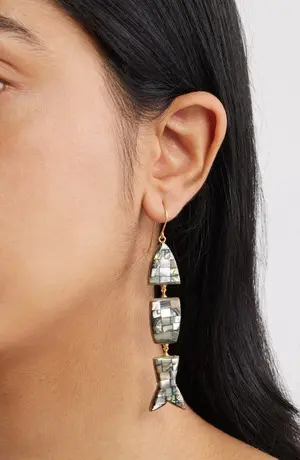 Nest Jewelry Abalone Fish Drop Earrings