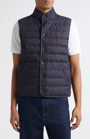 Moncler Liorane Denim Down Puffer Vest - Blue Denim