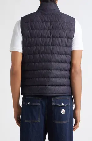 Moncler Liorane Denim Down Puffer Vest - Blue Denim