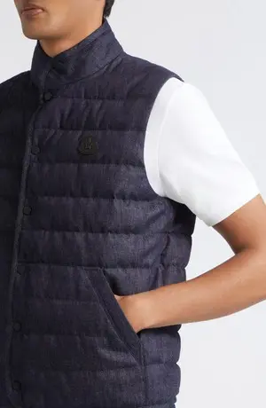 Moncler Liorane Denim Down Puffer Vest - Blue Denim